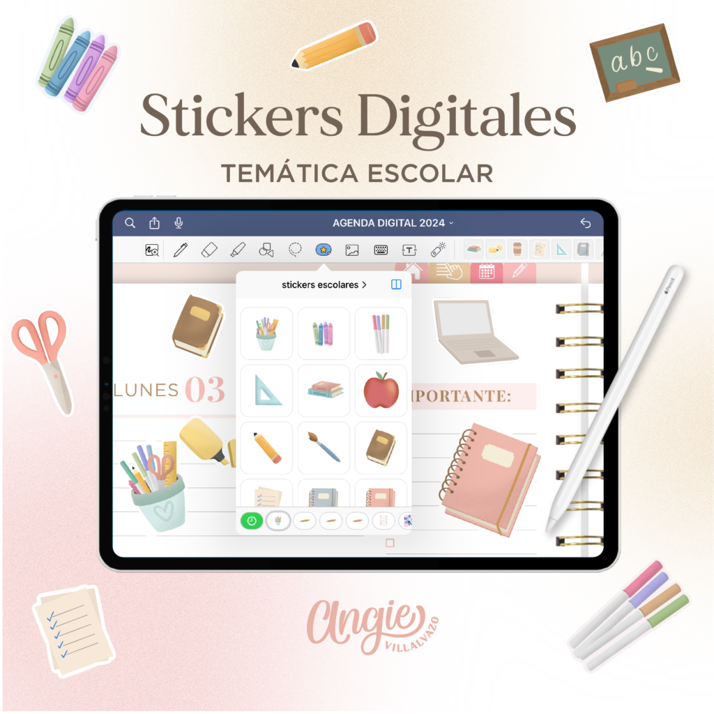 Stickers digitales – Temática escolar